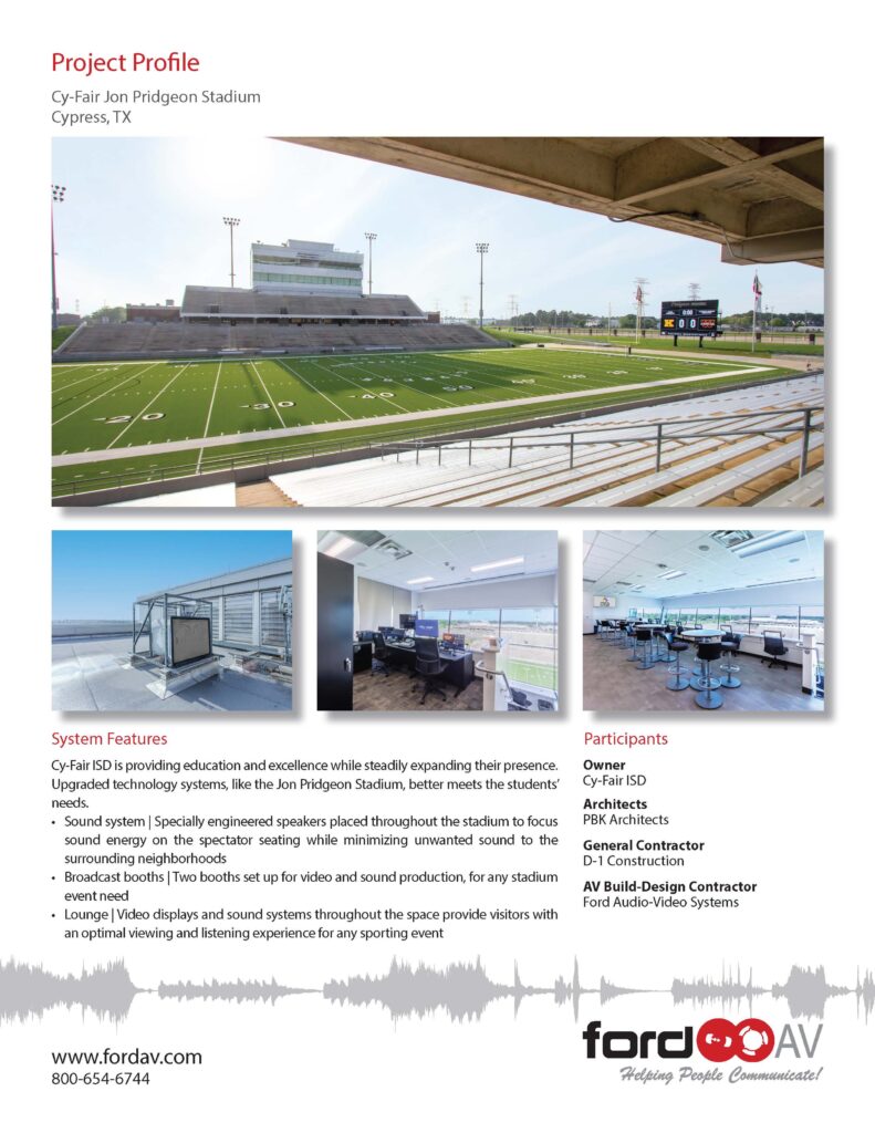 Cy-Fair Ken Pridgeon Stadium – Sports Venue Solutions | Ford AV